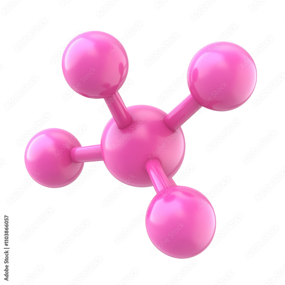 pink molecule structure 3d render icon isolated on transparent ...