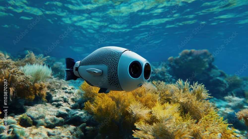 Robotic Fish with AI Sensors Exploring Coral Reefs Stock Photo | Adobe ...