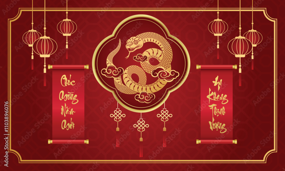 Vietnamese Snake Hold Couplets To Wish Tet 2025 . Year of the snake ...