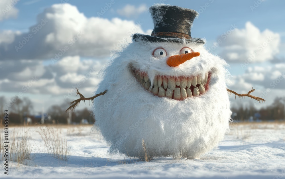 Ilustración de Stock Snowman Monster A fluffy white monster shaped like ...