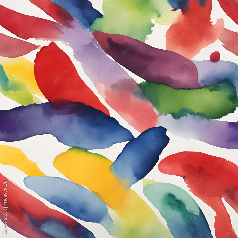 A vibrant watercolor pattern featuring bold, sweeping strokes in a mix ...