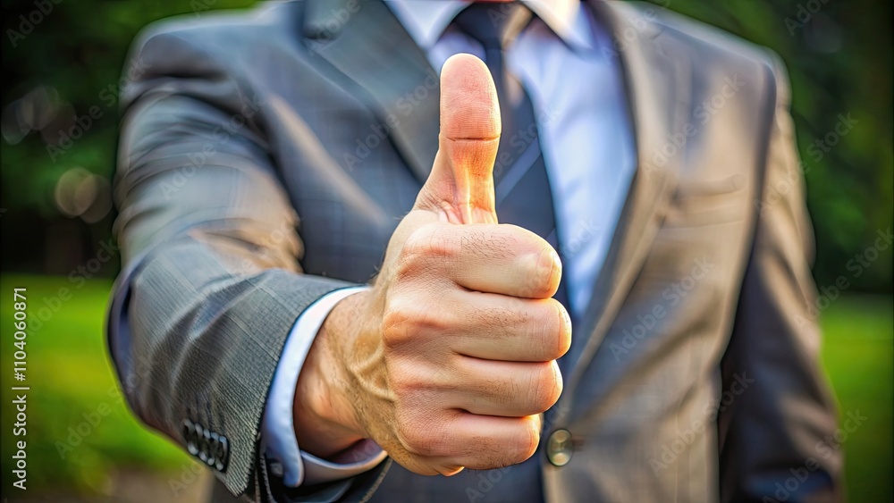 Professional man in a business suit giving a thumbs up gesture outdoors ...
