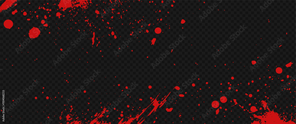 Vector blood splatter texture with red ink drops and drips. Grunge ...