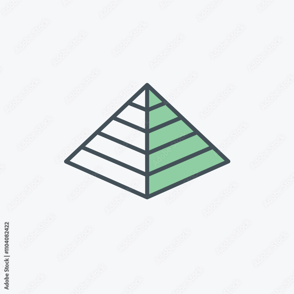 Pyramid chart structure. Divided pyramid illustrates hierarchy, levels ...