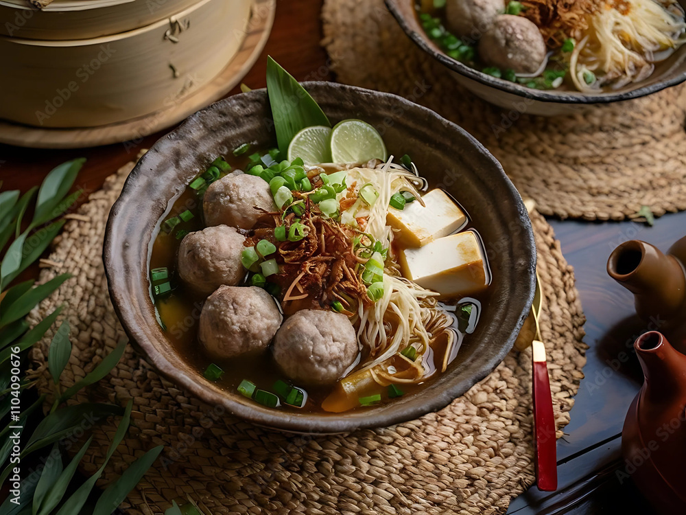 Authentic Indonesian Bakso in a Traditional Bowl Stock Photo | Adobe Stock