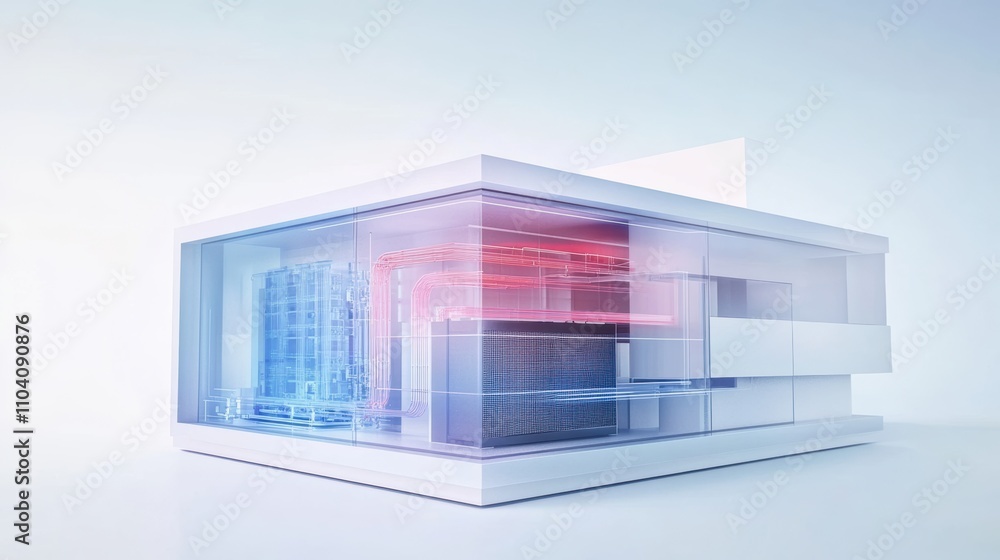 Cutaway graphic of heat pump system with temperature flow illustration ...