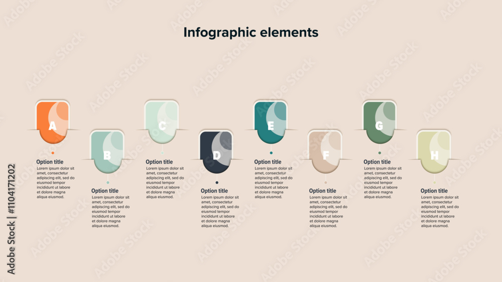 Business process chart infographics with 6 step squares. Rectangular ...