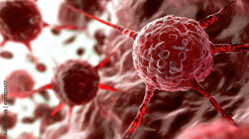 Cancer cells inside human body blood and lymph system. Science, health ...