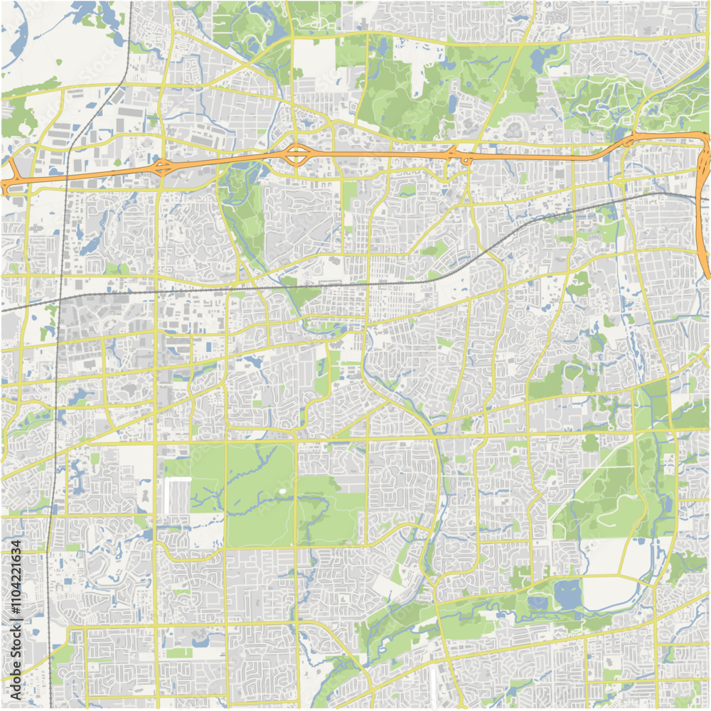 Map of Naperville in Illinois in a normal road map style. Contains ...