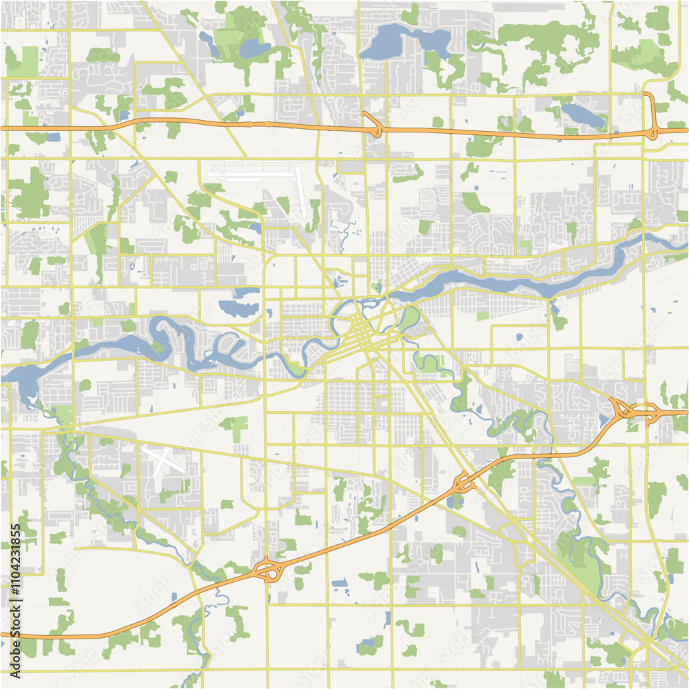 Map of Elkhart in Indiana in a normal road map style. Contains layered ...