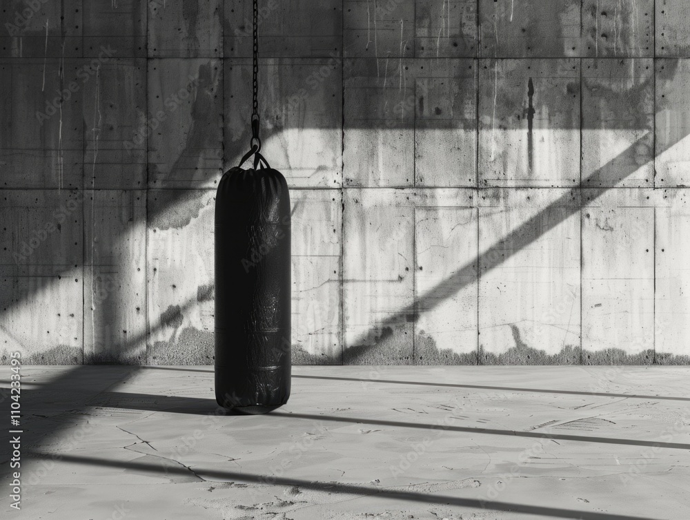 Boxing equipment in a gym, featuring an attached punching bag on a ...