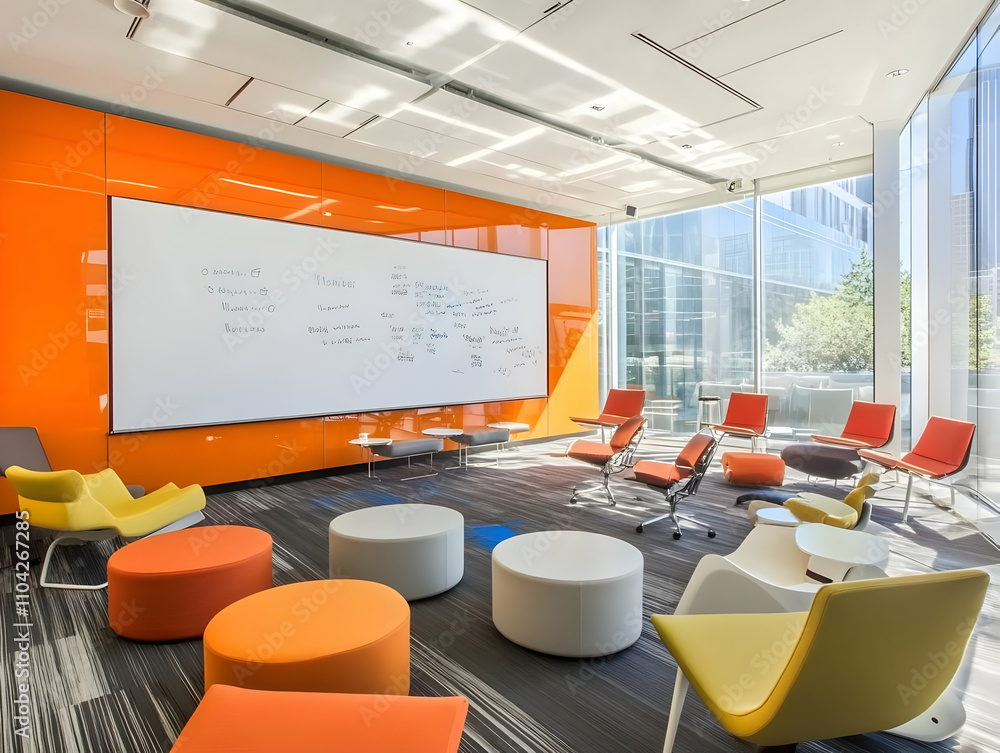 Office interior signage mockups - Modern collaborative workspace with ...