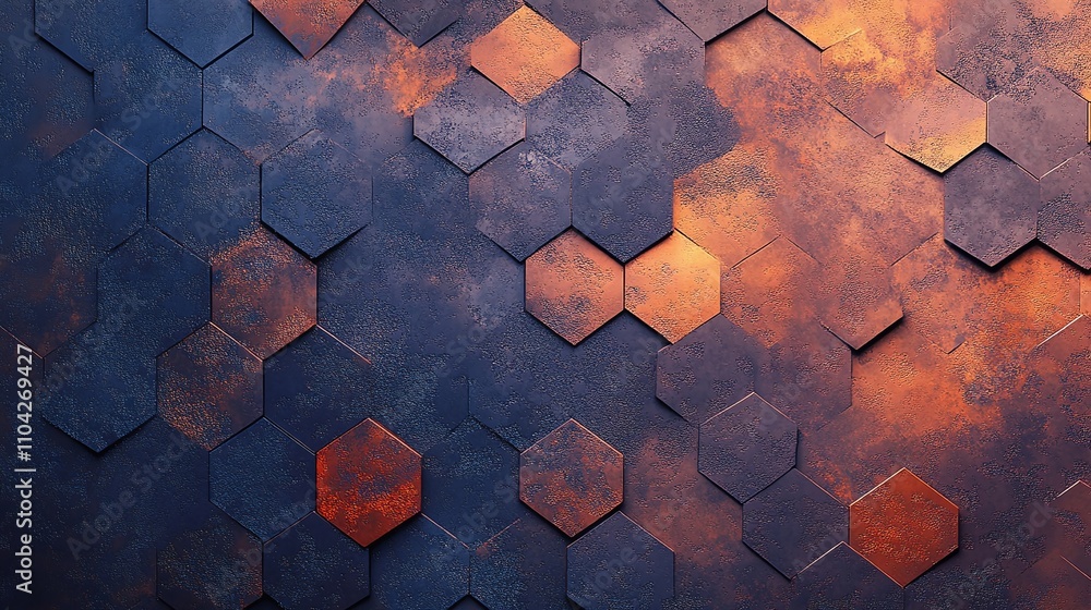 Interlocking hexagons that morph into organic shapes at their intersections featuring gradient ...