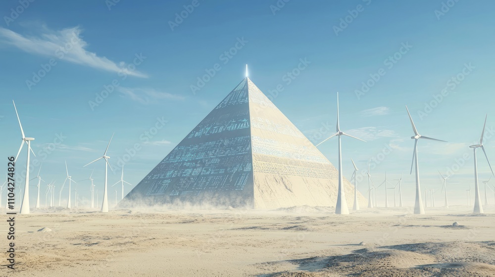 Futuristic Ancient-Egypt Pyramid with Sustainable Energy Turbines" - A ...