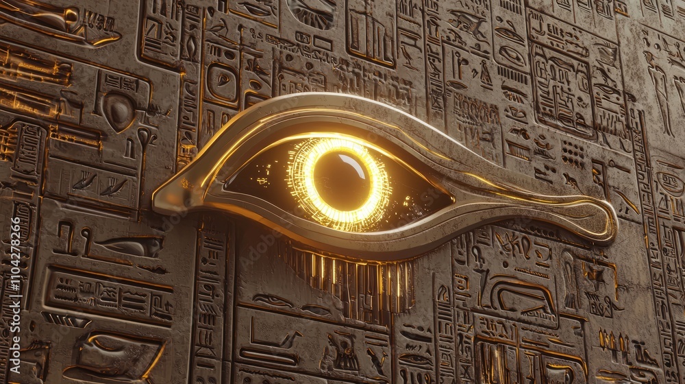 Mystical Fusion: Glowing Eye of Horus Symbol in Futuristic Ancient ...