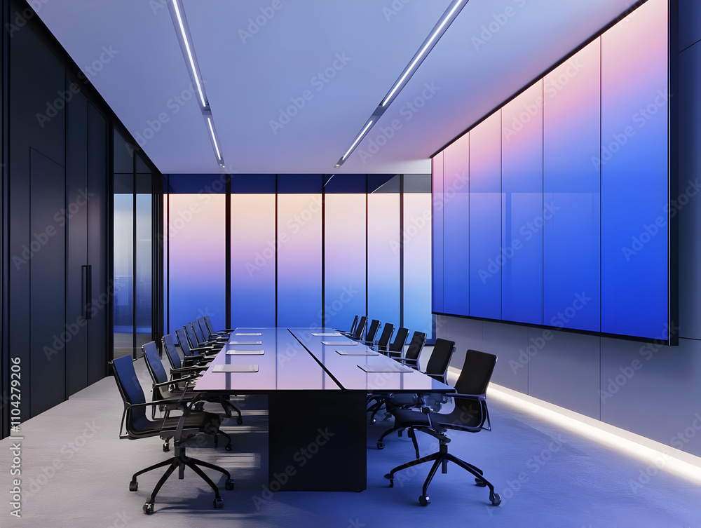 Office interior signage mockups - Modern conference room with sleek ...