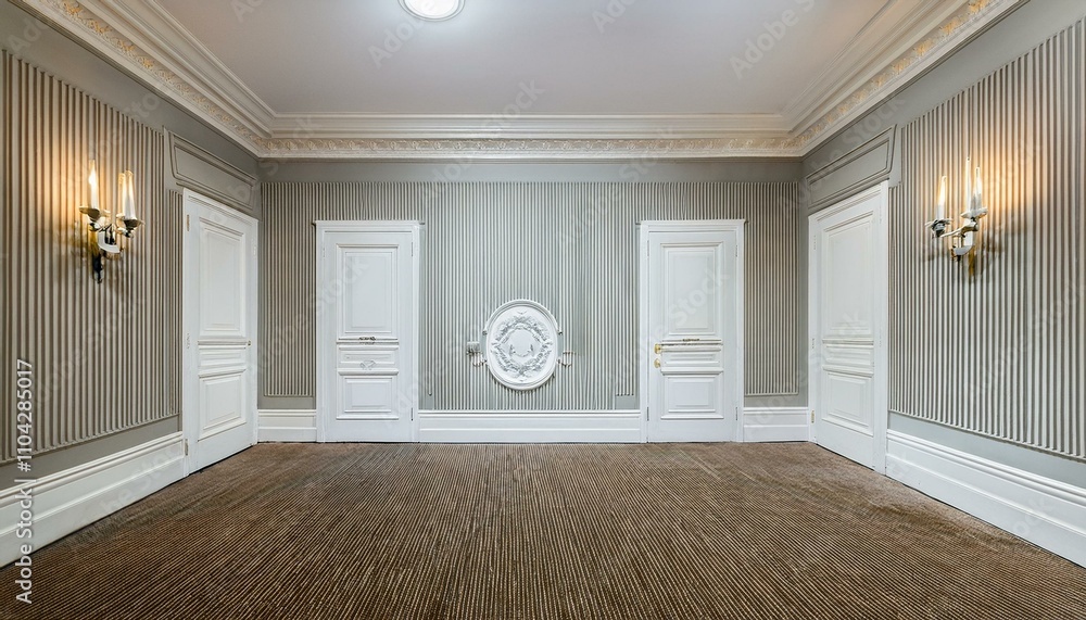 neoclassical luxury empty room with white double doors Stock Photo ...