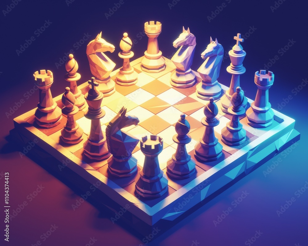 King chess piece. Chess. Chessboard. Low-poly chess set in imaginative ...