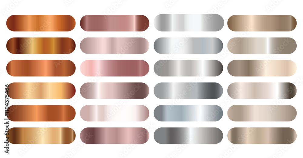 Gradation Gold, silver, bronze set vector. Metalic gradient collection Stock Vector | Adobe Stock