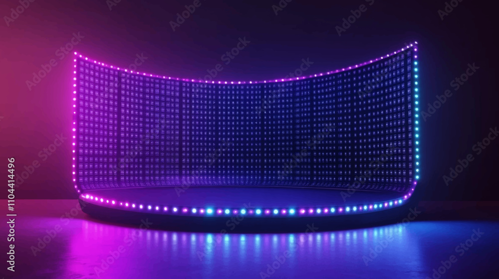 Authentic concave LED display for a wall or platform. Large TV display ...