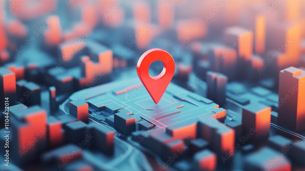 Detailed GPS pin markers representing destination points on a digital ...