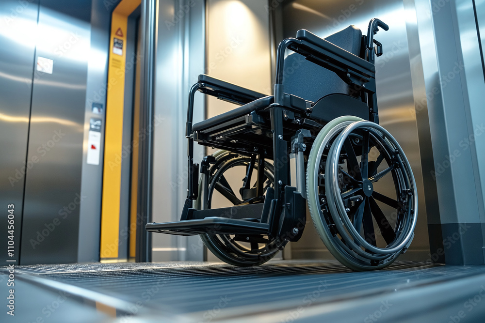 Wheelchair lift deployment, dramatic low angle perspective. Stock Photo ...