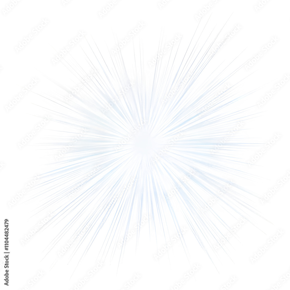Light rays exploding from a central point creating a starburst effect on a transparent ...