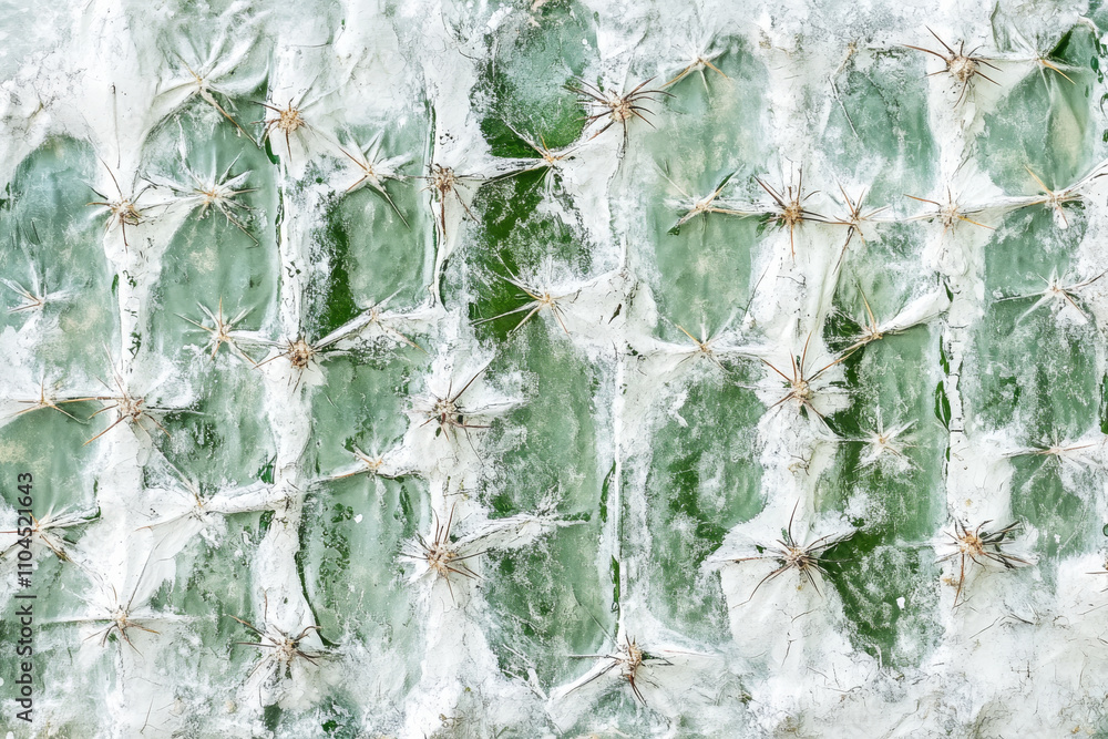 Cactus skin texture with spiky thorns, shades of green and white ...
