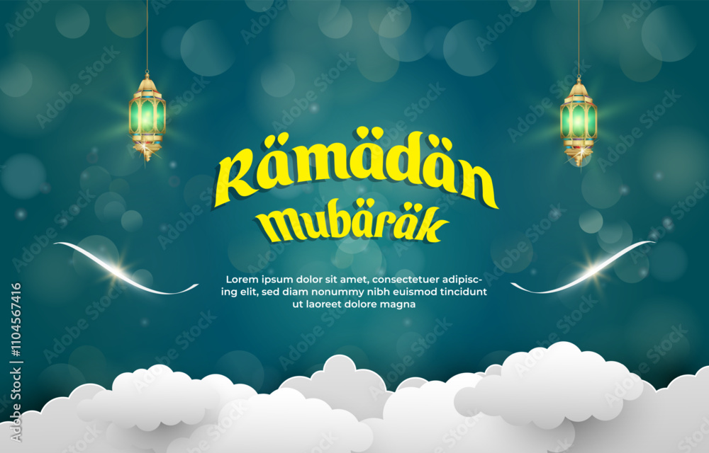 ramadan mubarak 2025 template banner with beautiful islamic ornament ...