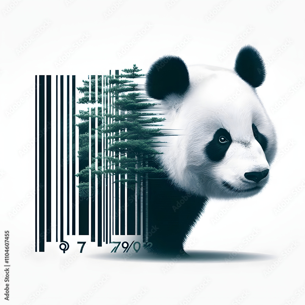Wildlife Conservation: A panda bear blending into a barcode ...