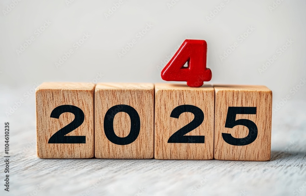 Transition from 2025 to 2025 on Wooden Blocks for New Year Celebration ...