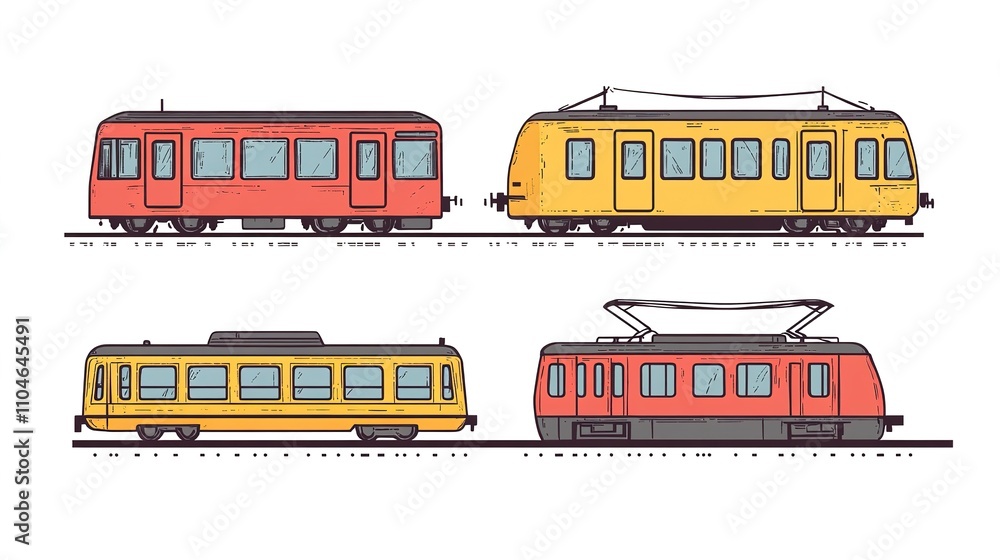 Minimalistic vector illustration of a train in line art style ...