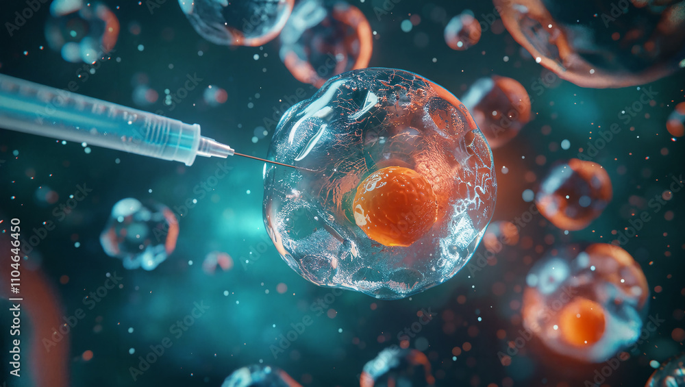 Ilustración de Stock Injection into a Single Cell Under Microscope ...