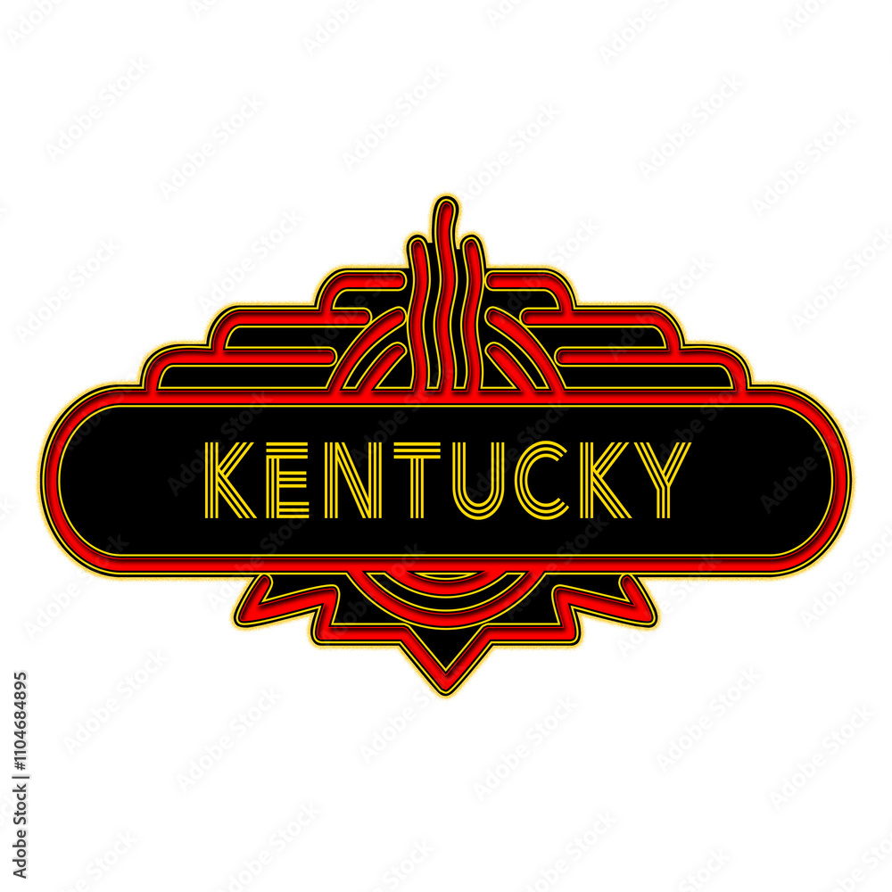 A retro marquee type sign with the word - KENTUCKY. The sign features ...