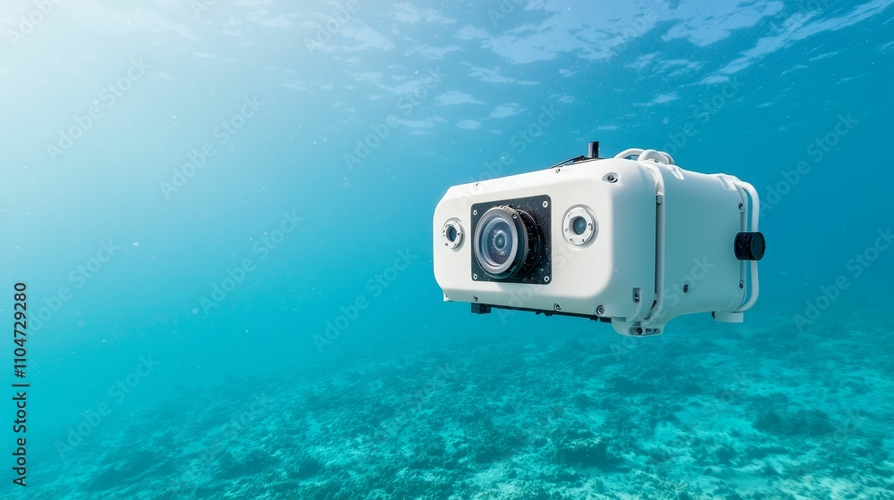 ai robotics predictive concept, A waterproof camera floats in clear ...