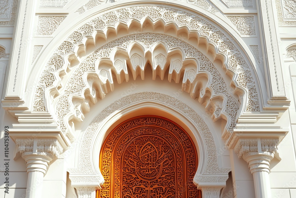 orange and cream circle arabic architecture with elegant islamic ...