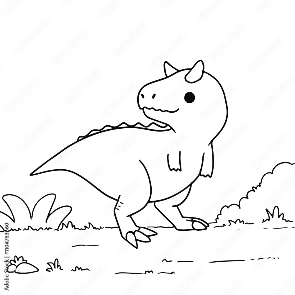 Carnotaurus Coloring Page Outline For Children Stock Vector | Adobe Stock