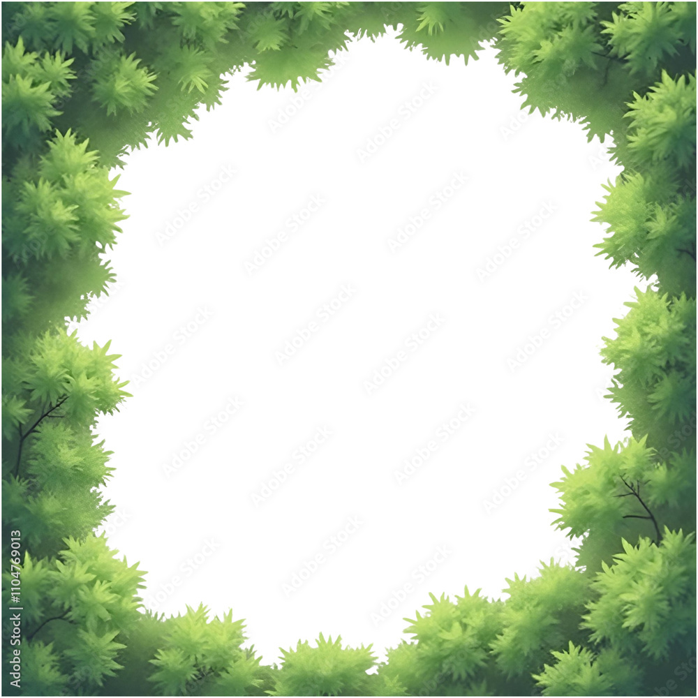 Green tree border, green leaves border frame transparent background ...