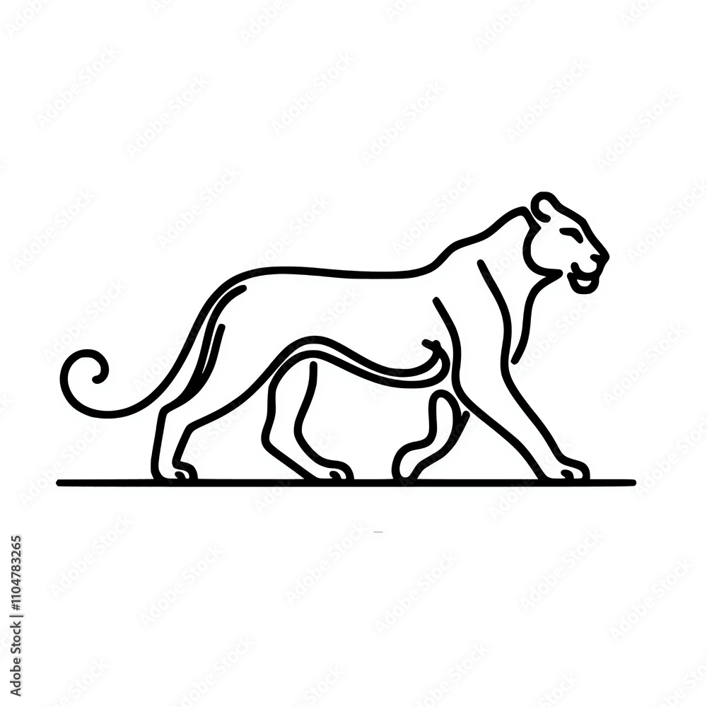 Minimalist lioness line art silhouette vector illustration Stock ...