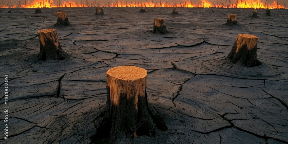 environmental consideration pollution and nature. Desolate land with ...