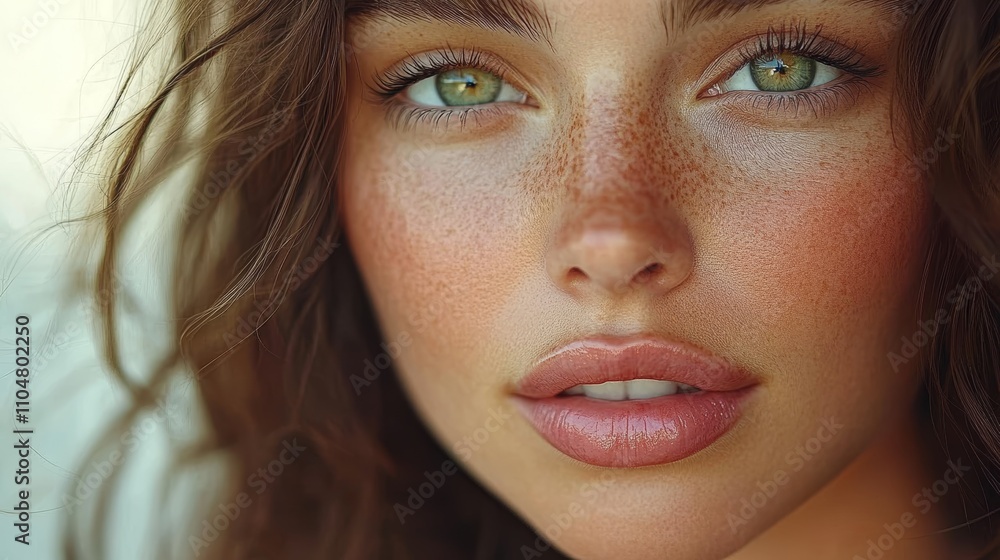 Stunning woman with fair skin and glossy pink lips featuring Botox and ...