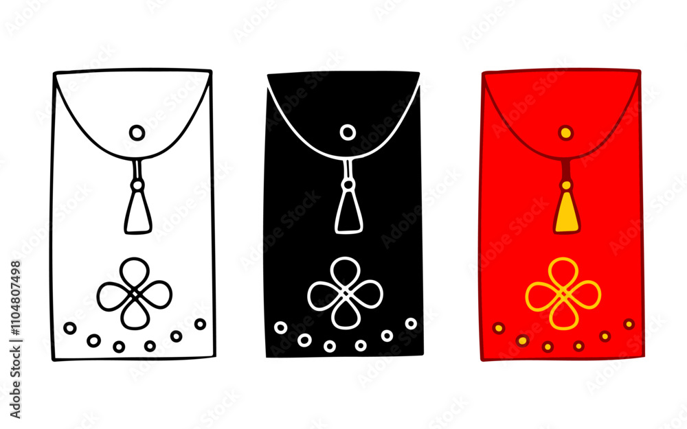 Red Envelope Icon. Red Ang Pao with tassel, dots and Chinese knot ...