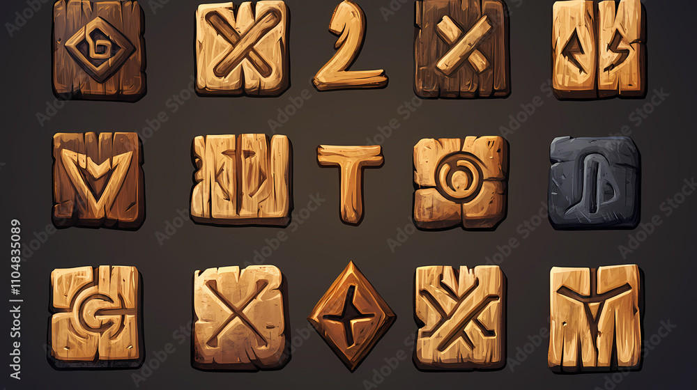 An ancient fehu letter symbol for magical witchcraft fantasy interface ...