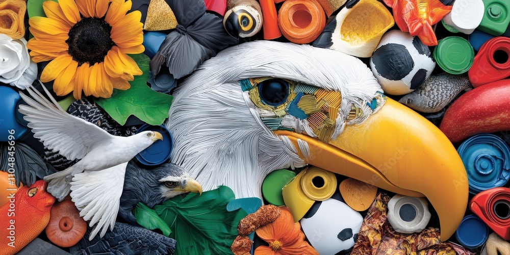 environmental consideration recycling and nature. Colorful collage ...