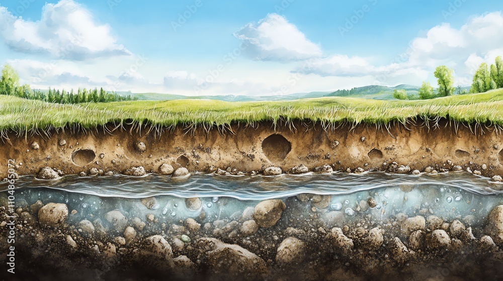 This illustration shows the structure of soil, with air and water ...