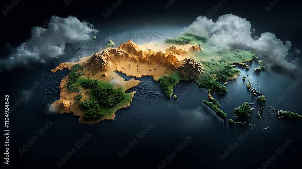 Exploring the diverse landscapes of asia 3d topographic map ...