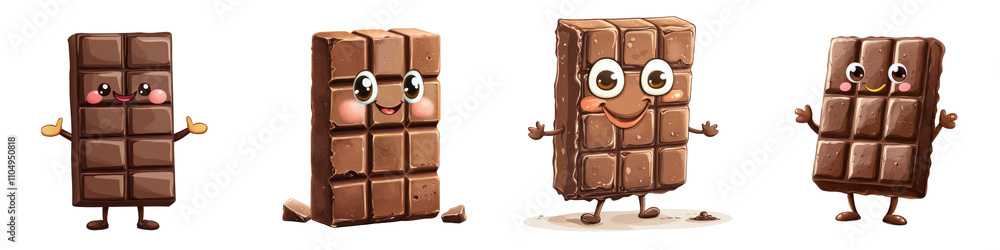 Cartoon chocolate bar character isolated on a white background ...