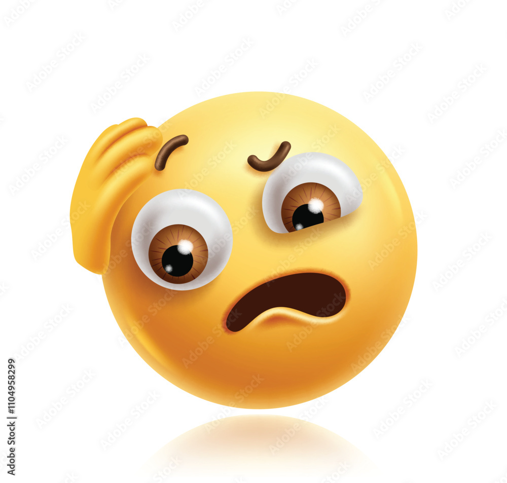 Worried emoji clipart 3d character. Emoji face in upset, sad, confused ...