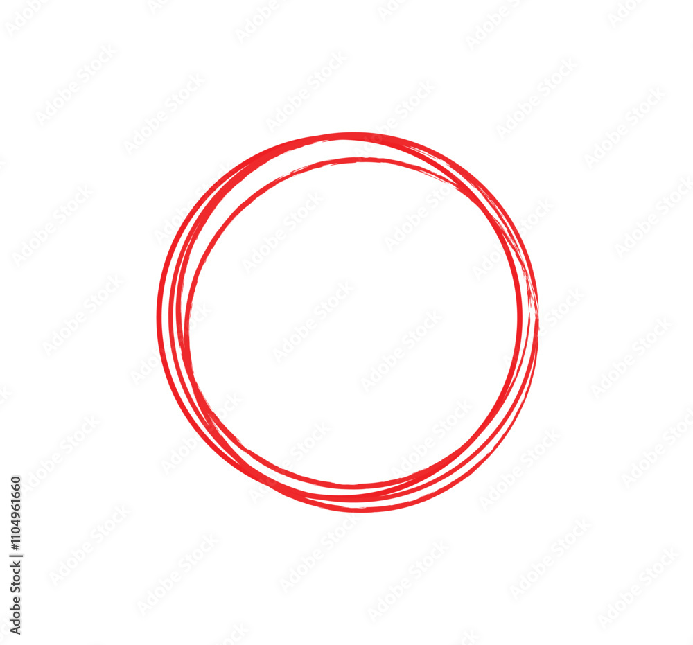 Red circle pen draw. highlight hand drawn circle isolated on white ...