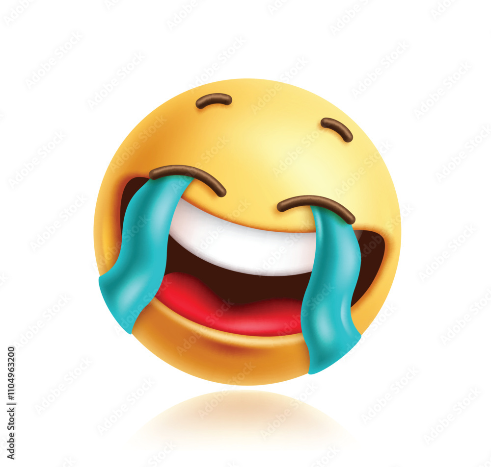 Goofy emoji 3d clipart character. Emoji face in laughing, tears of joy ...